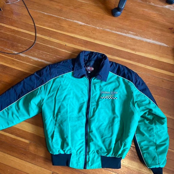 Crown | Jackets & Coats | Vintage Green And Black Quaker Racing Jacket ...